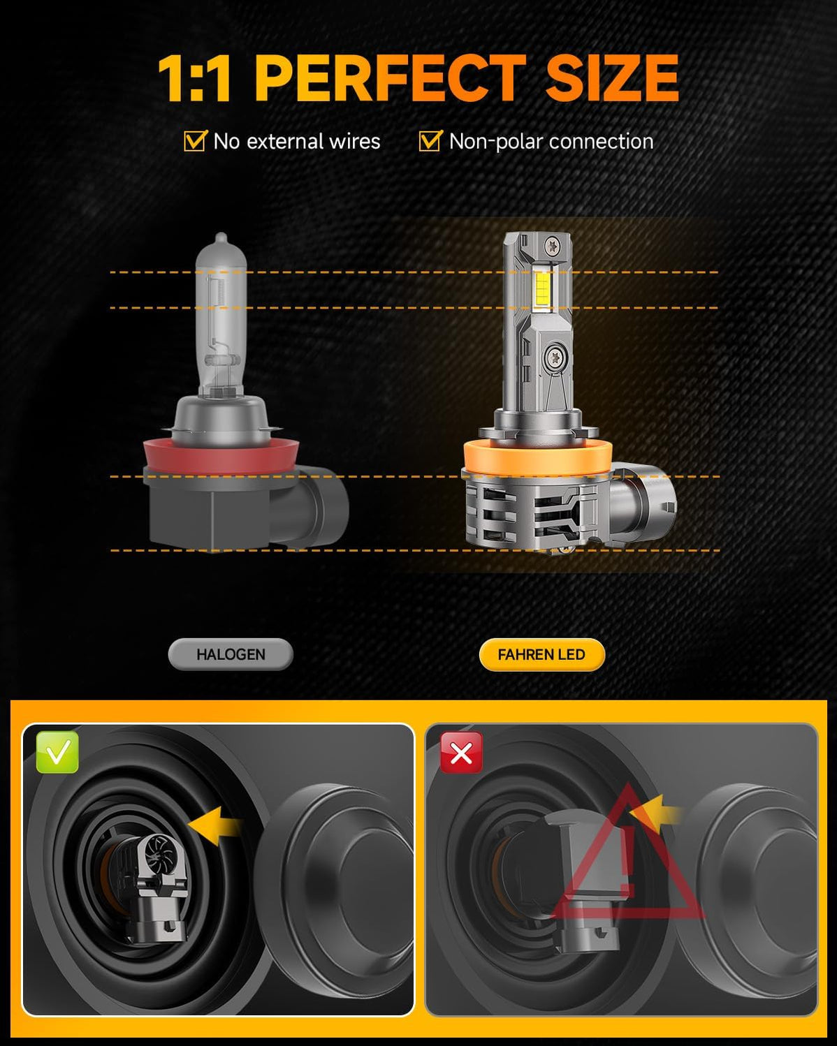 FAHREN H11/H9/H8 LED Bulb, 46,000LM, 900% Brighter(2-Pack) — Fahren