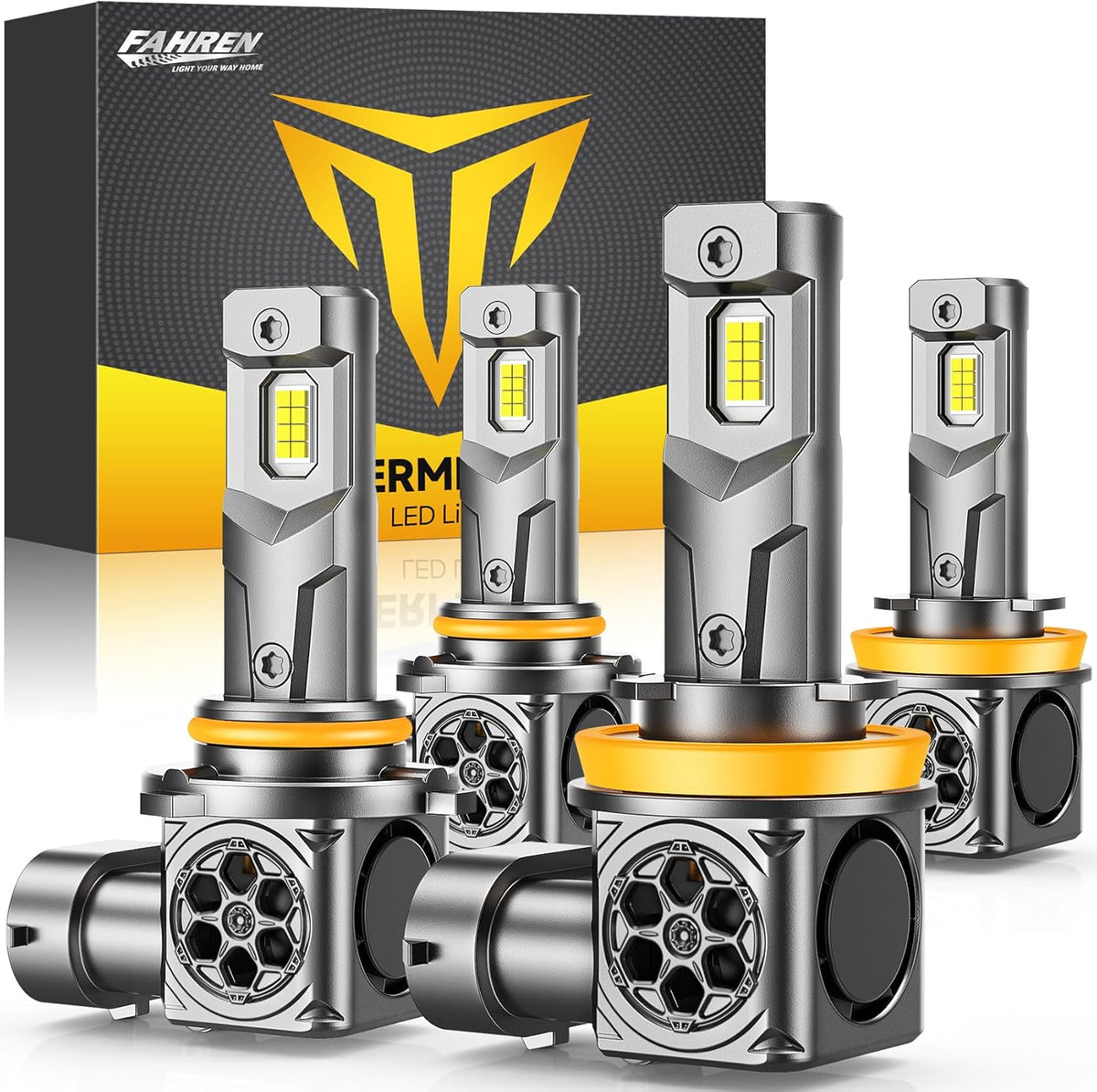 FAHREN 5th-Gen H11/9005 LED Bulb Combo, 80,000LM, 12X Brighter, 6500K ...